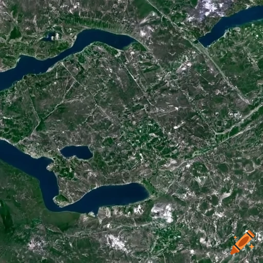 Satellite view of a small rural city on Craiyon