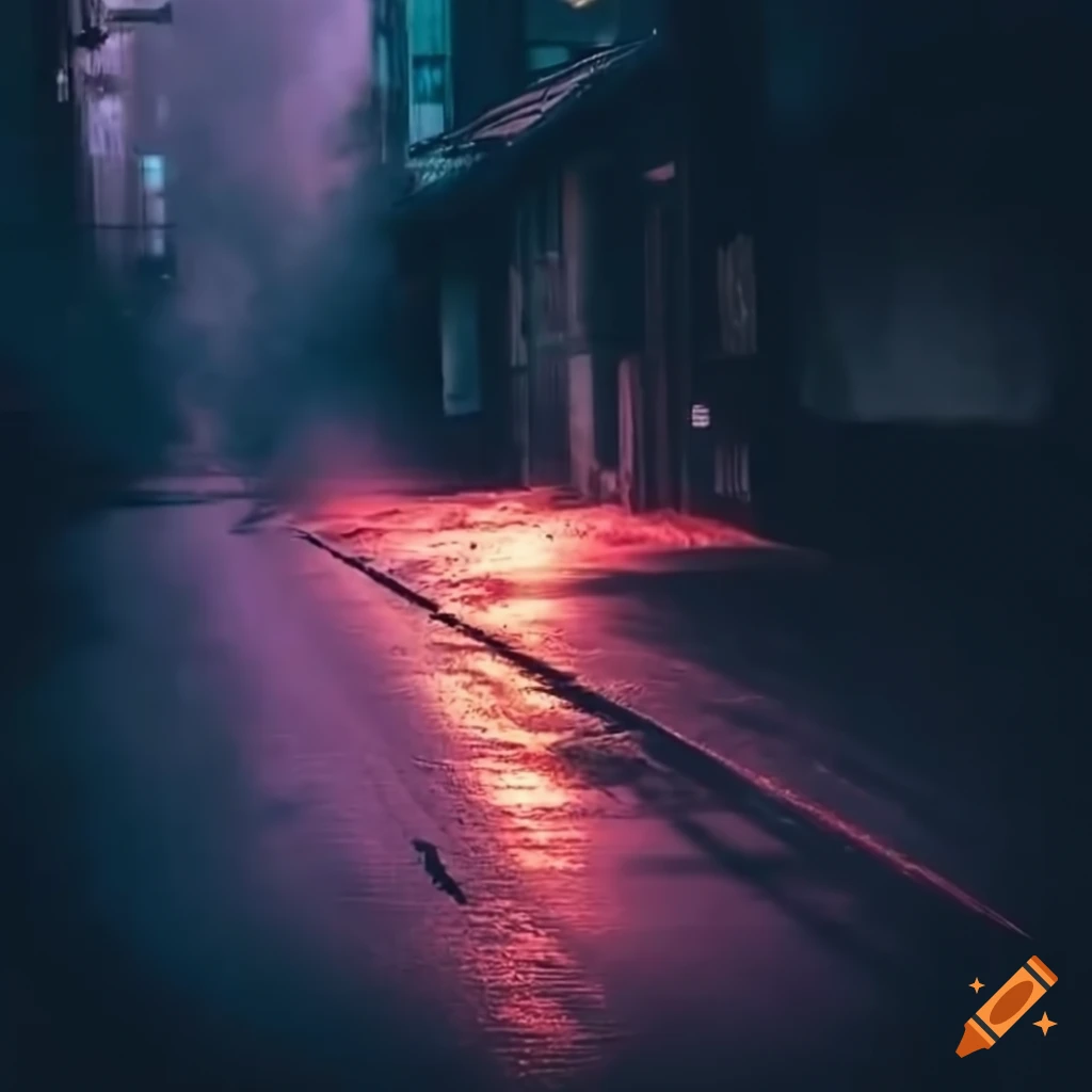 Japanese-style street with drifting smoke on Craiyon