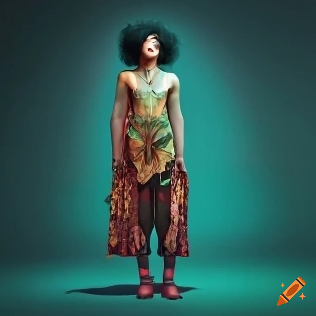 Stunning solarpunk heroine in sustainable botanical attire on Craiyon