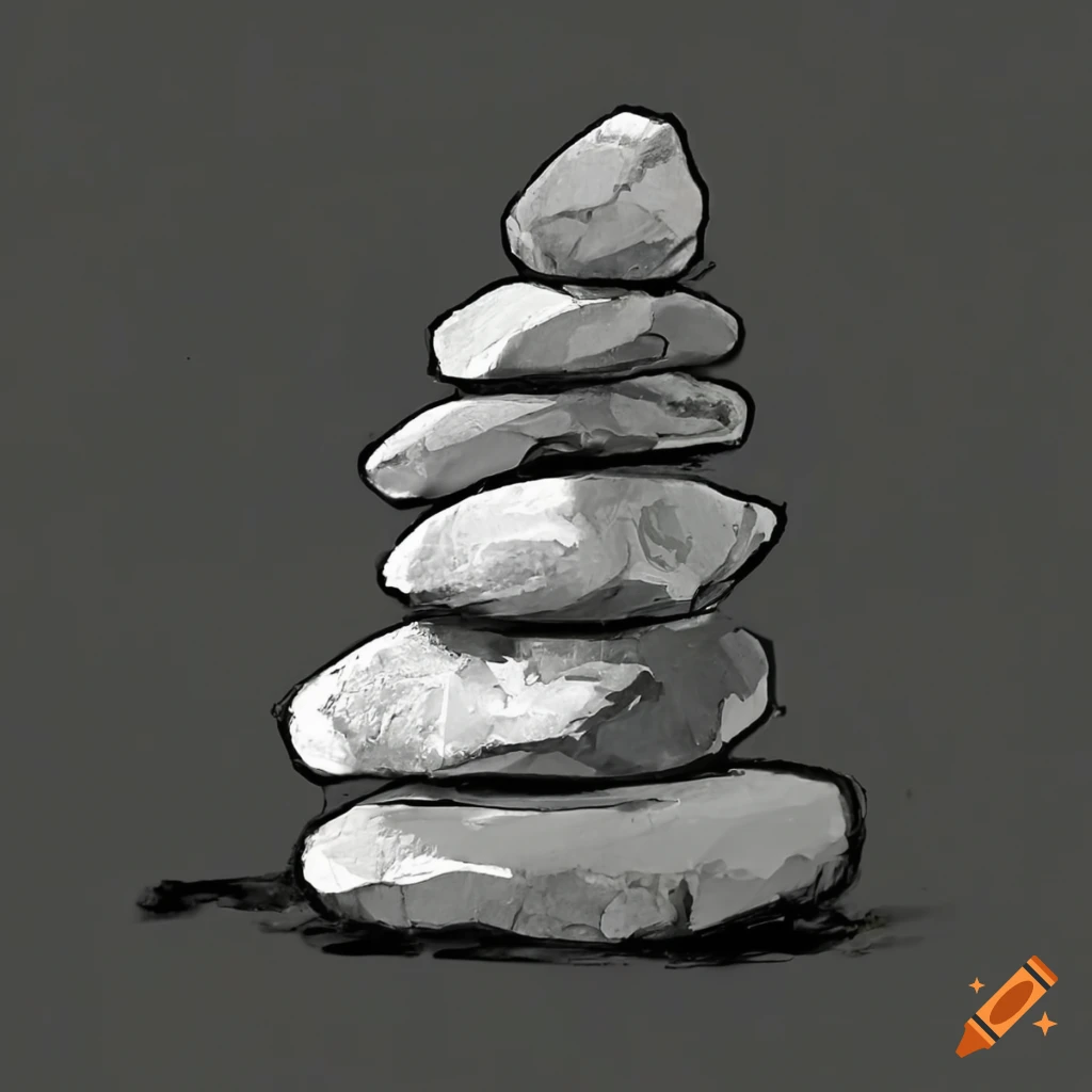 Black stacked squares resembling a cairn on Craiyon