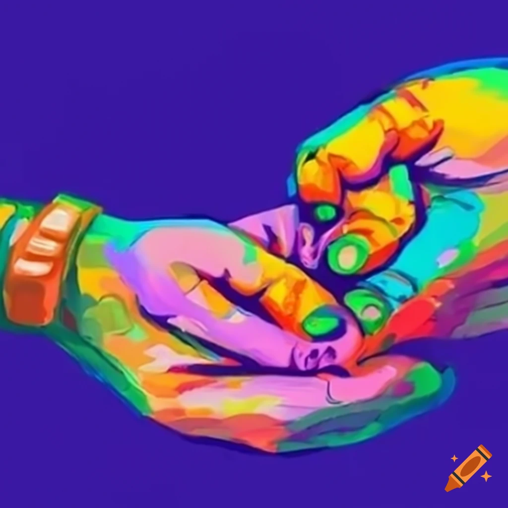 An illustrative depiction of a hand raised high on Craiyon