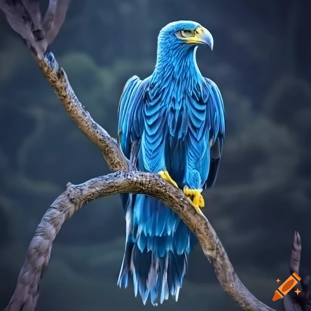 Majestic blue eagle with open wings symbolizing strength and power on ...