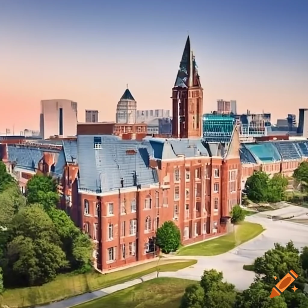 Aerial view of university dormitory building on Craiyon