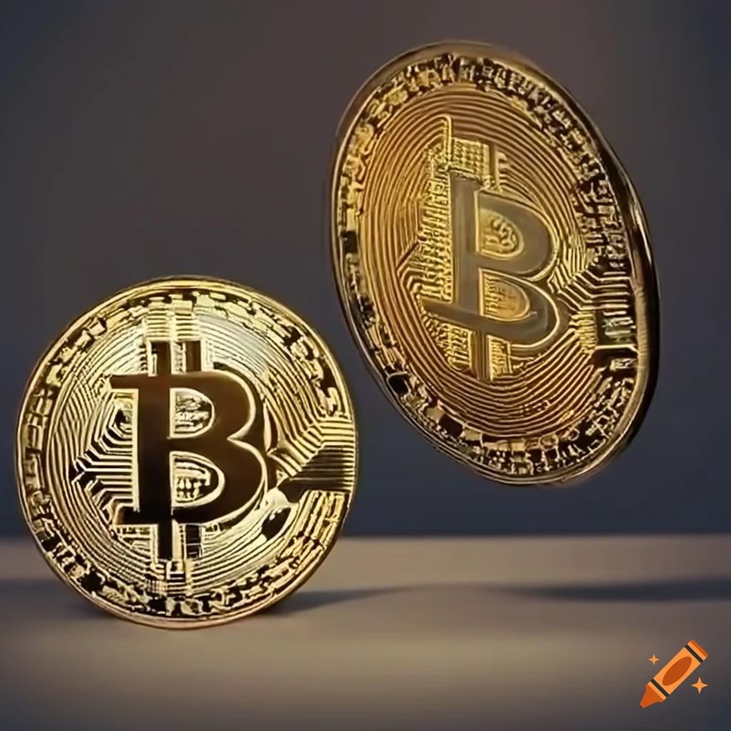 Two shiny bitcoins on Craiyon