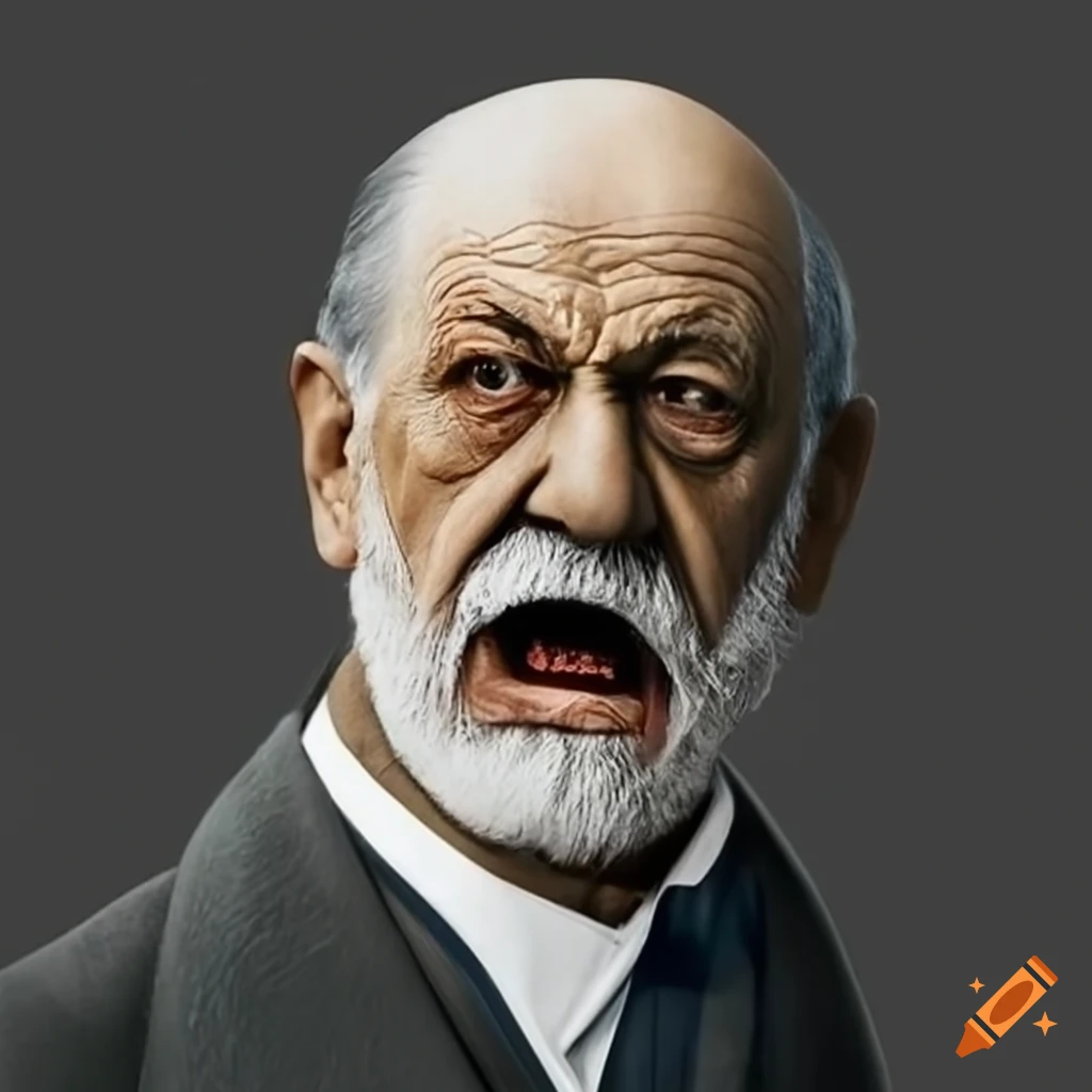 Sigmund freud in a shocking expression on Craiyon