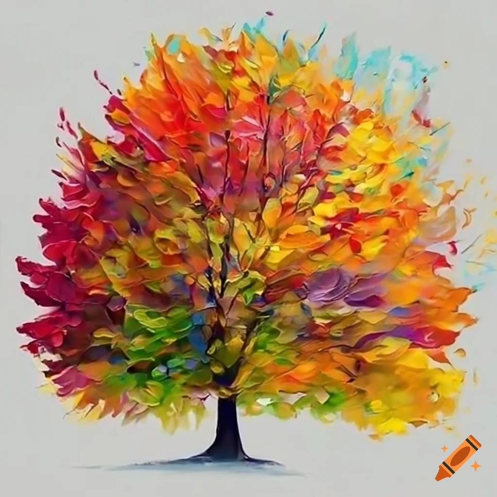 Stunning autumn leaf tree with vibrant colors changing through the seasons on Craiyon