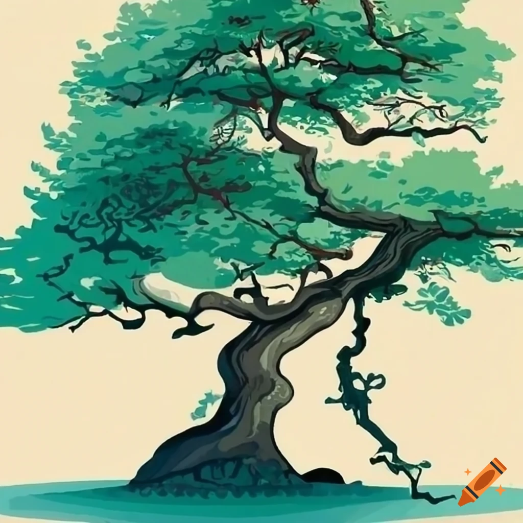 Ancient japanese style tree on Craiyon