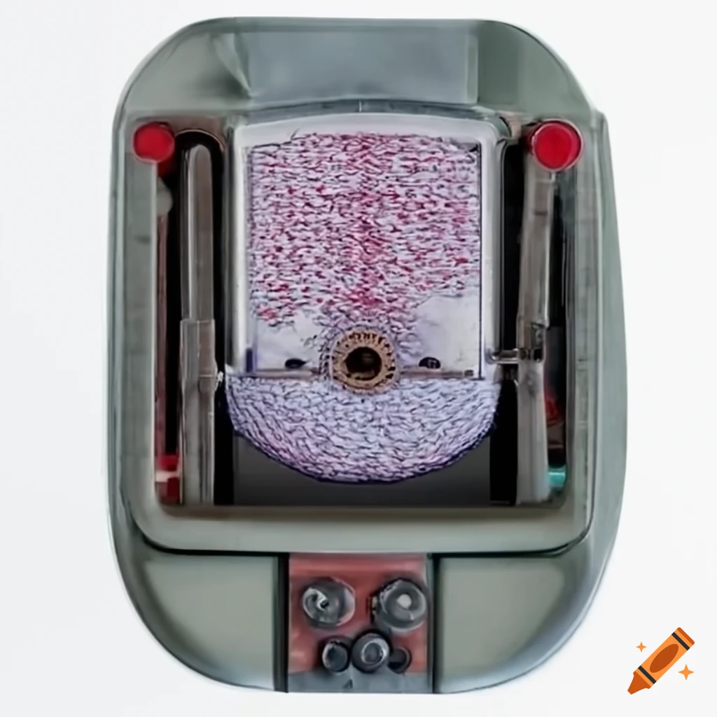 80s vintage mind machine seen from above on white background on Craiyon