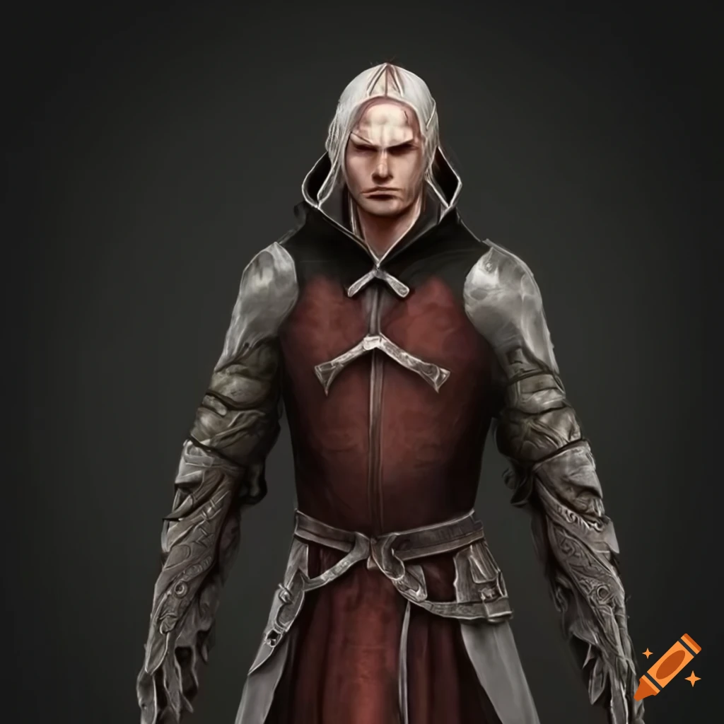 Medieval male inquisitor in dark robes in a fantasy setting on Craiyon