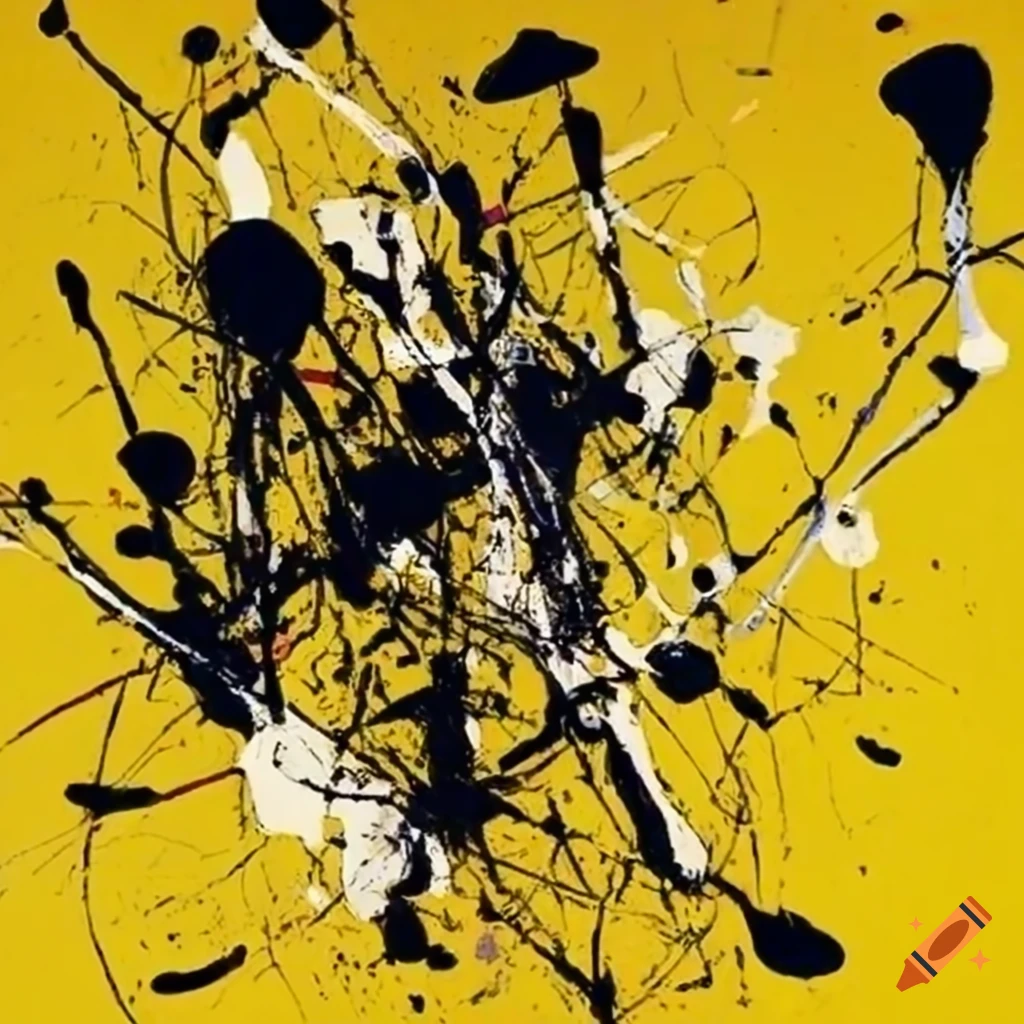 Abstract yellow jackson pollock inspired art on Craiyon
