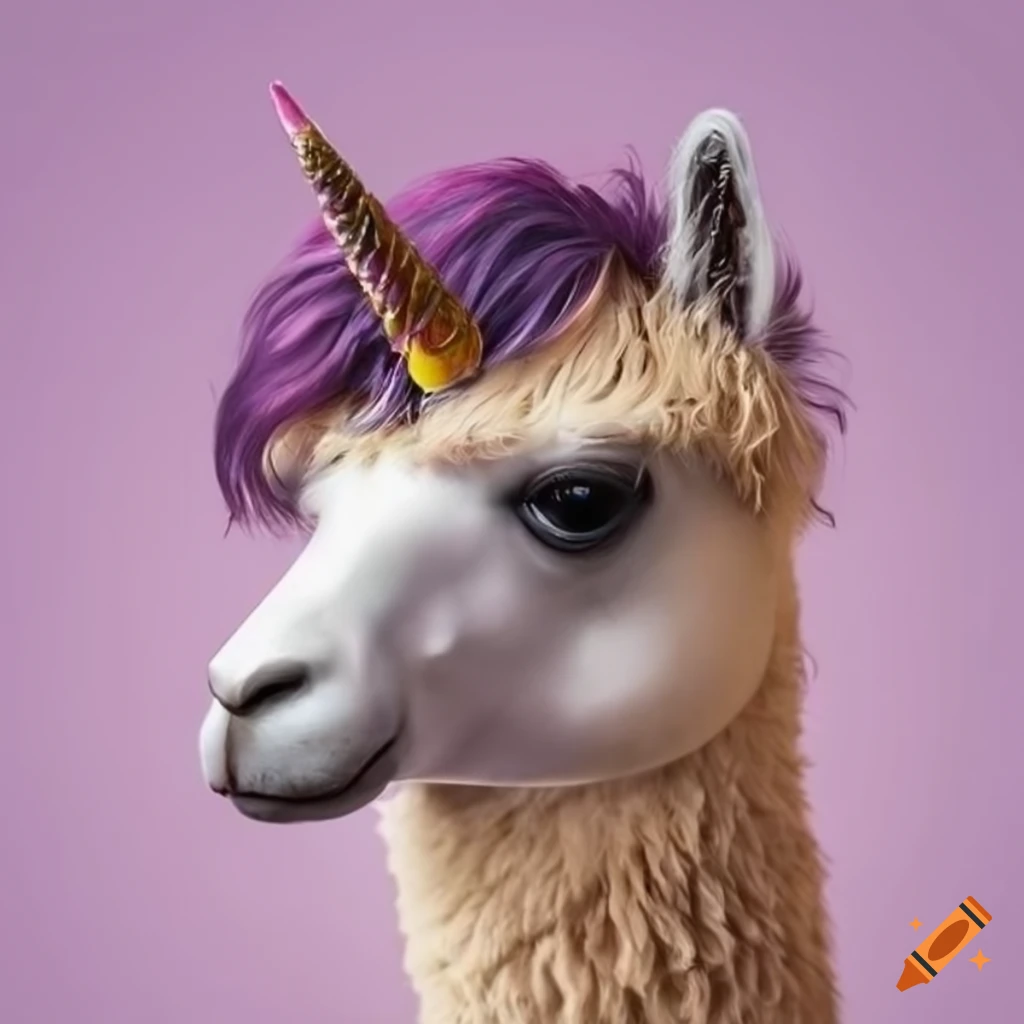 Alpaca with unicorn horn on Craiyon
