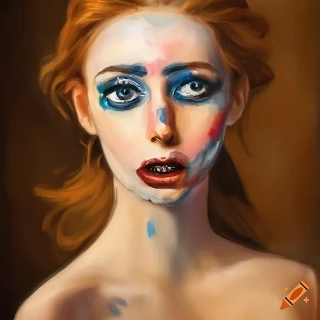 Woman with open mouth painting on Craiyon