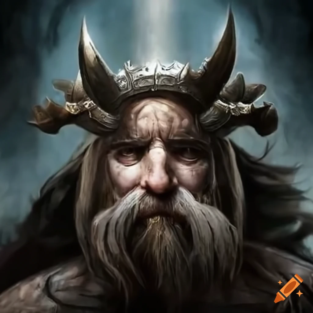 Close-up of odin with a determined expression on Craiyon