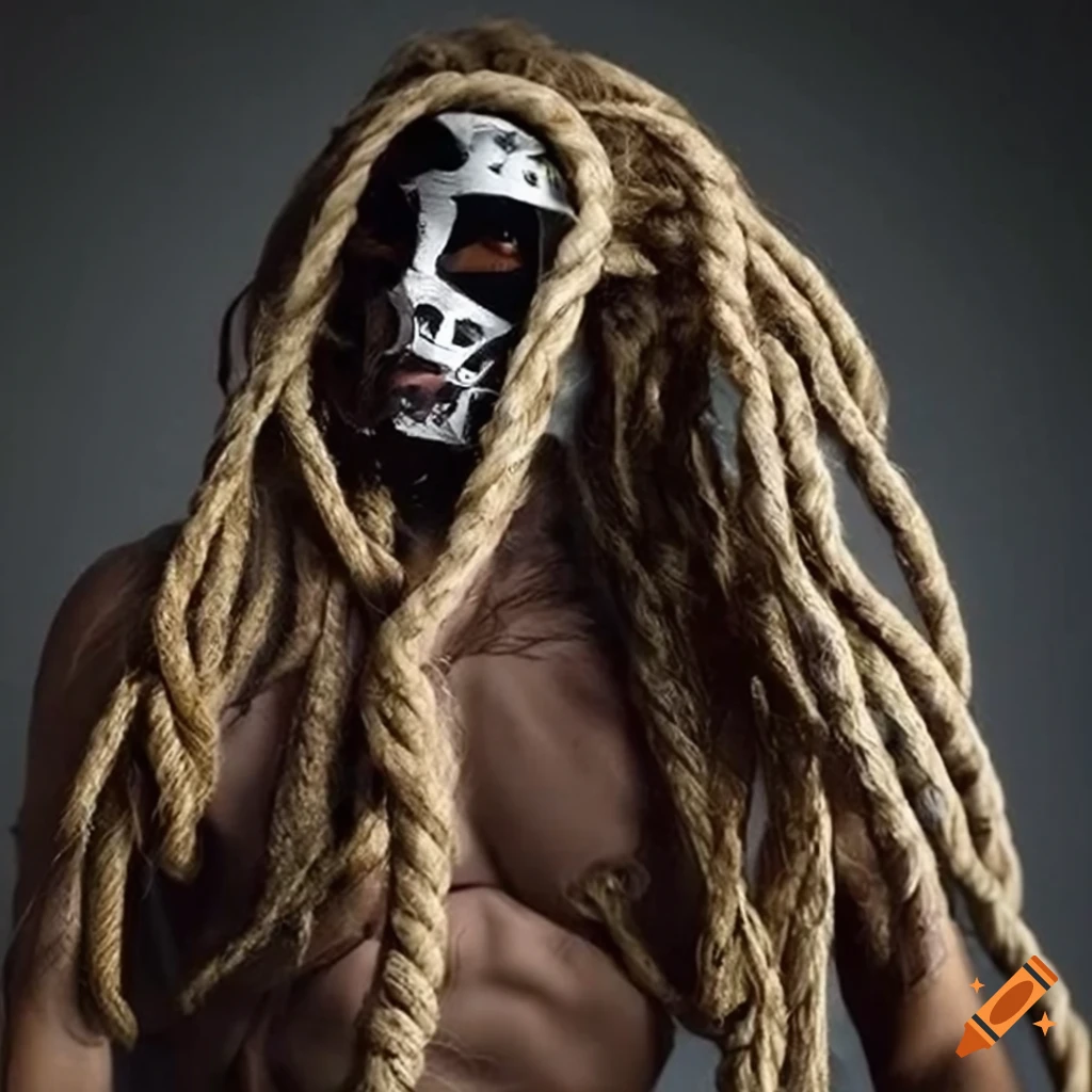 Superhero with rope body and mayan dreadlocks in action fight scene on ...