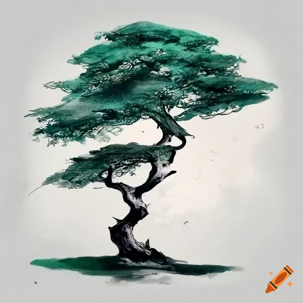 Ancient japanese-style tree on Craiyon