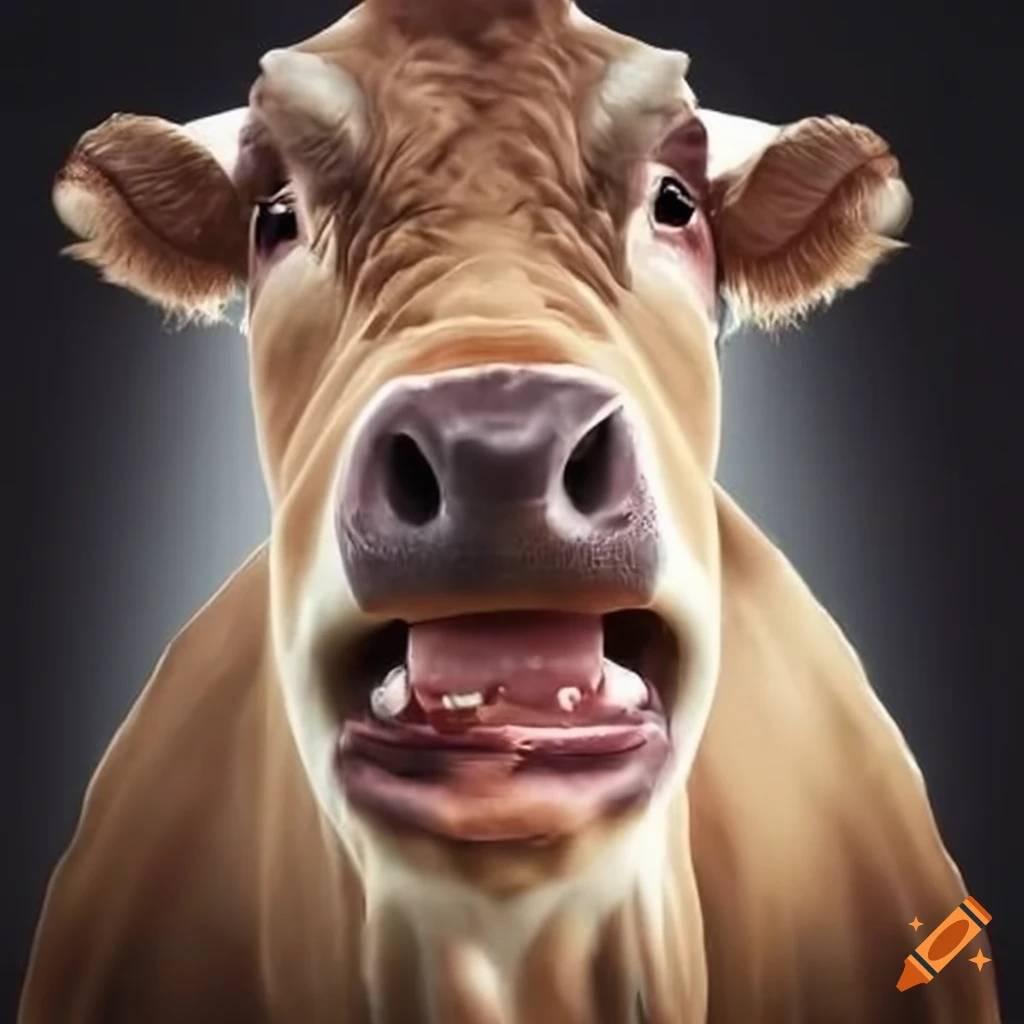 Strong and robust cow in a powerful stance on Craiyon