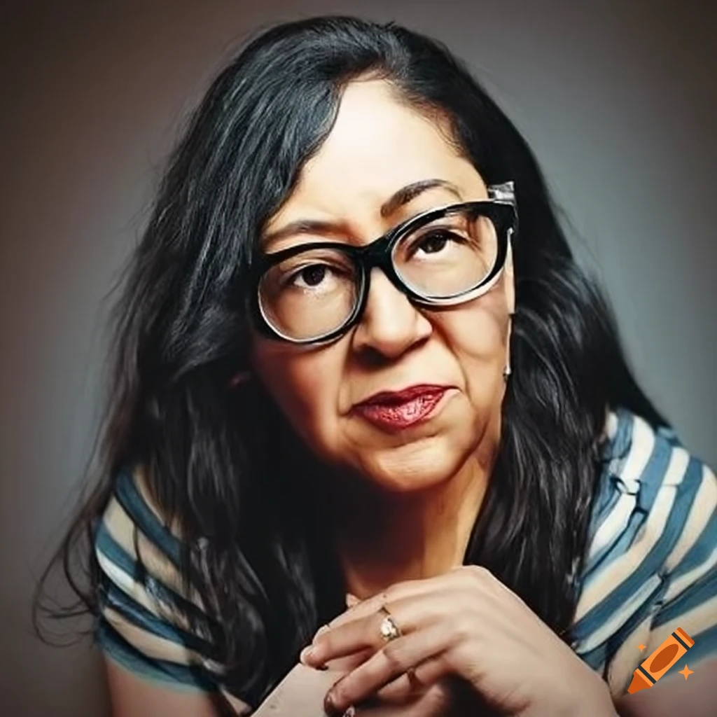 Sandra cisneros with glasses on Craiyon