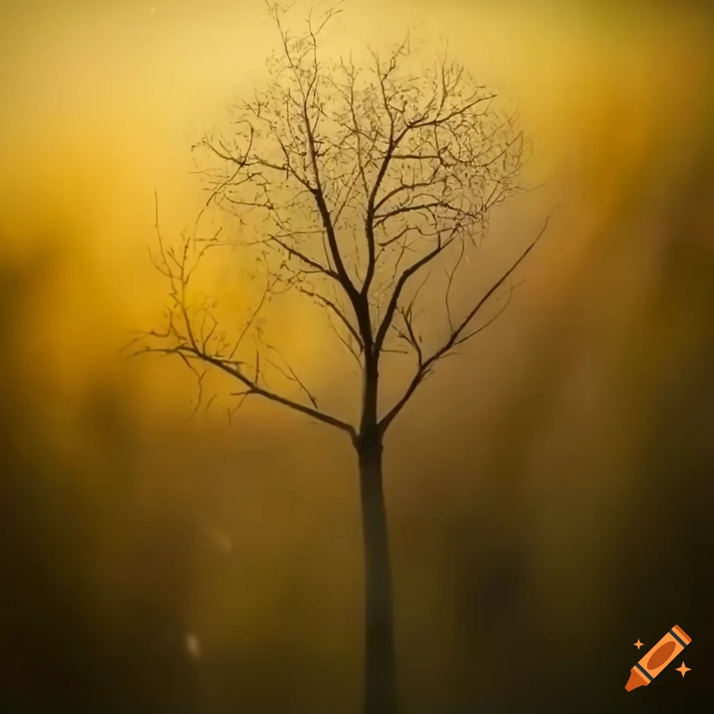 Graceful young tree with delicate branches in a meadow on Craiyon