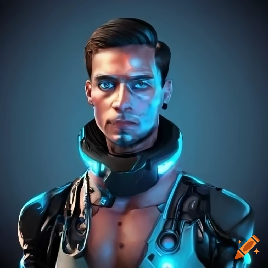 Portrait of a futuristic male techno doctor on Craiyon