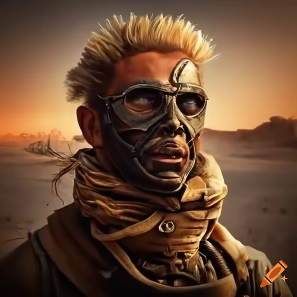 Portrait of an american nomad in a mad max style on Craiyon