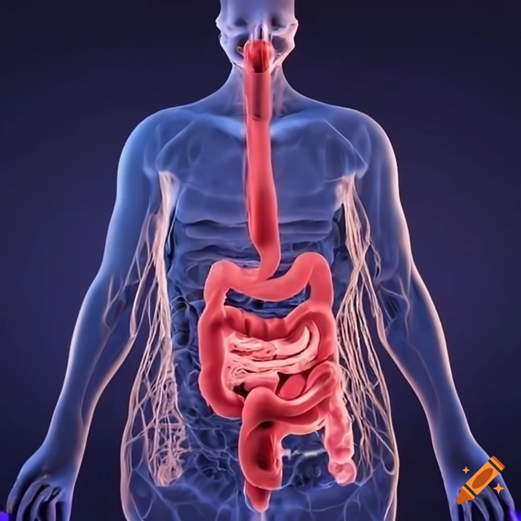 Generated human gut illustration on Craiyon
