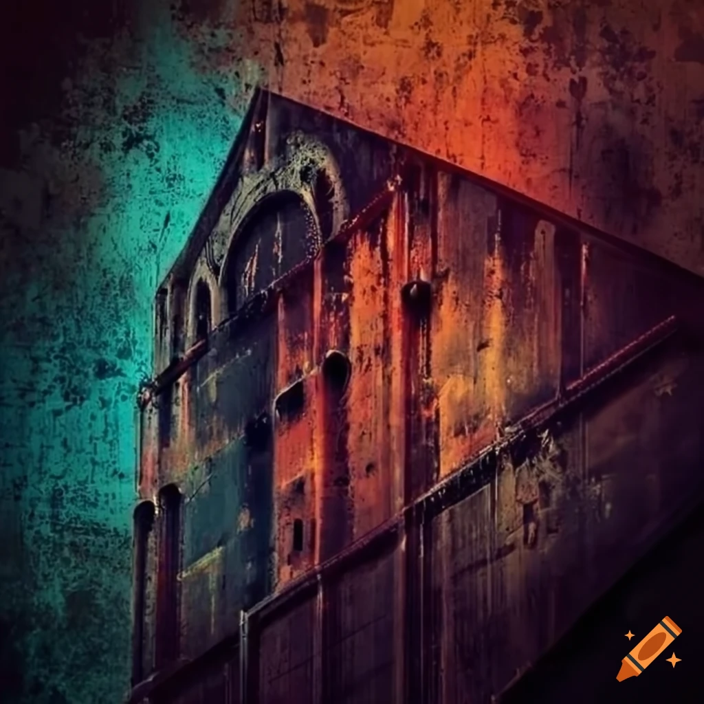 Grunge industrial composition with sinister color scheme on Craiyon