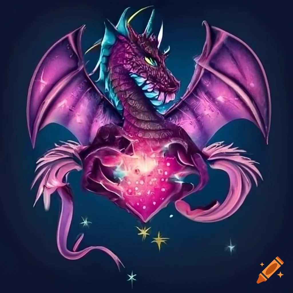 Symbol of stars with heart-shaped dragon on Craiyon