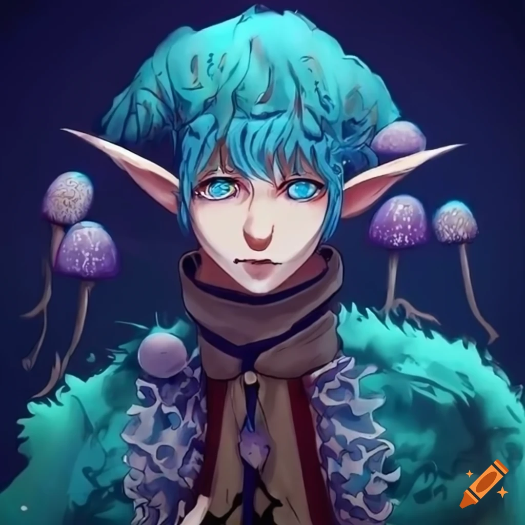 Anime-style elf man with moth features in Spanish-inspired indigo ...