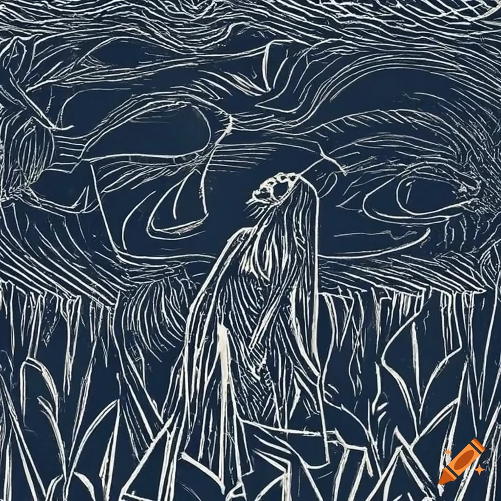 Sad beautiful woman bog creature singing emerging from a swamp in a ...