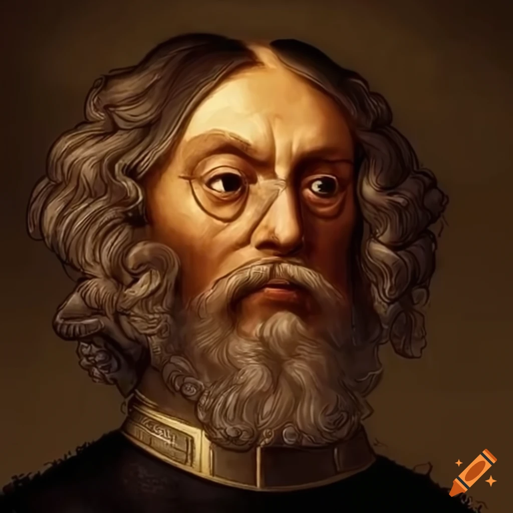 Medieval strategist with maps and scrolls on Craiyon