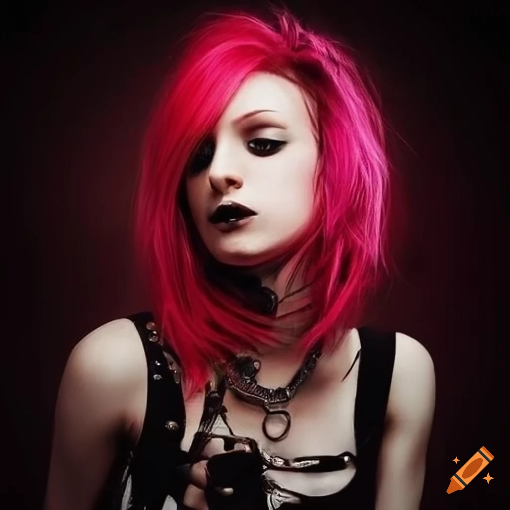 Portrait of a female singer with punk hair on Craiyon