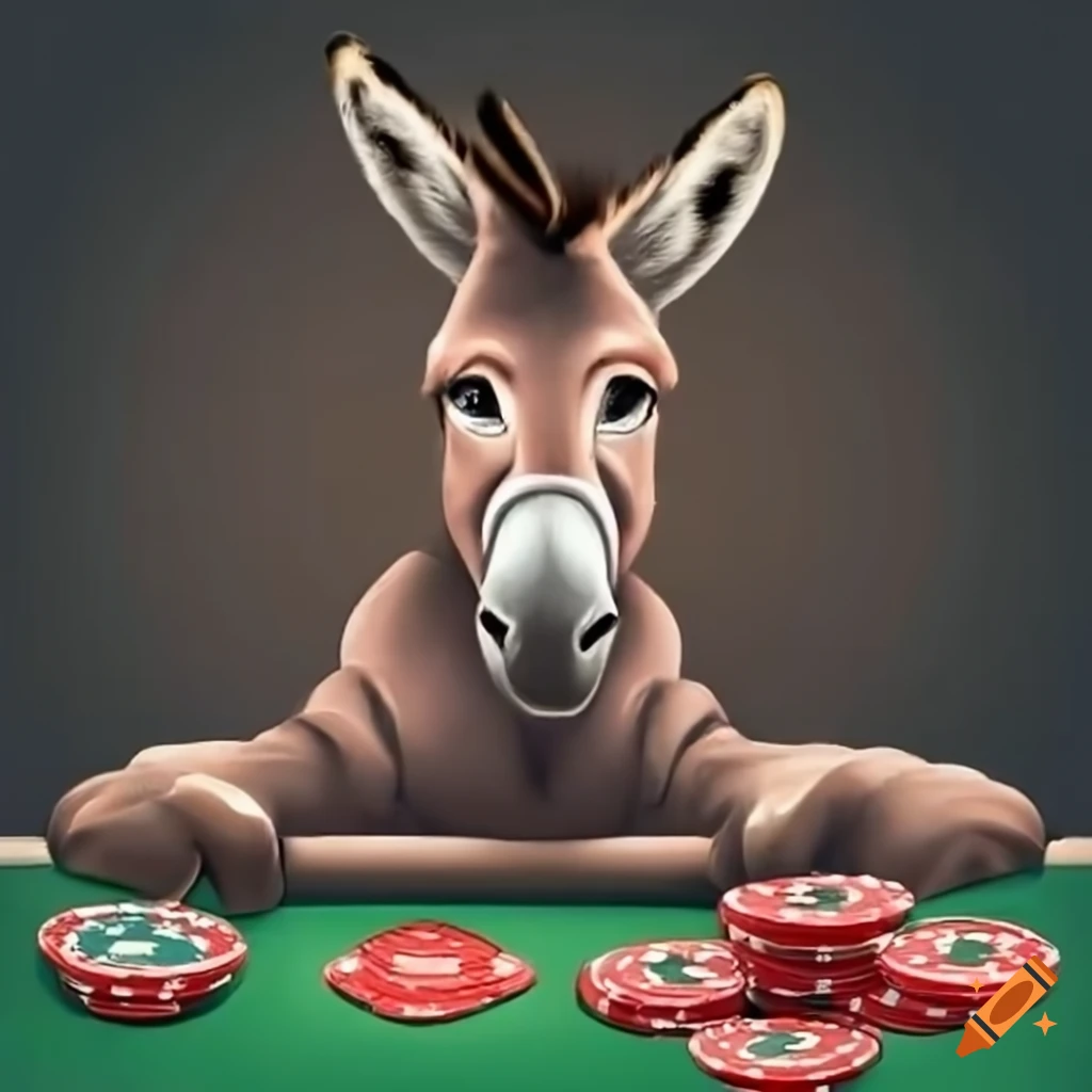 Donkey playing poker on Craiyon