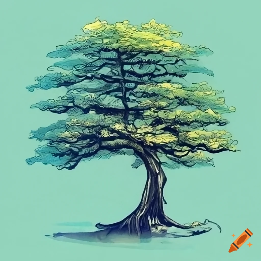 Ancient japanese-style tree on Craiyon