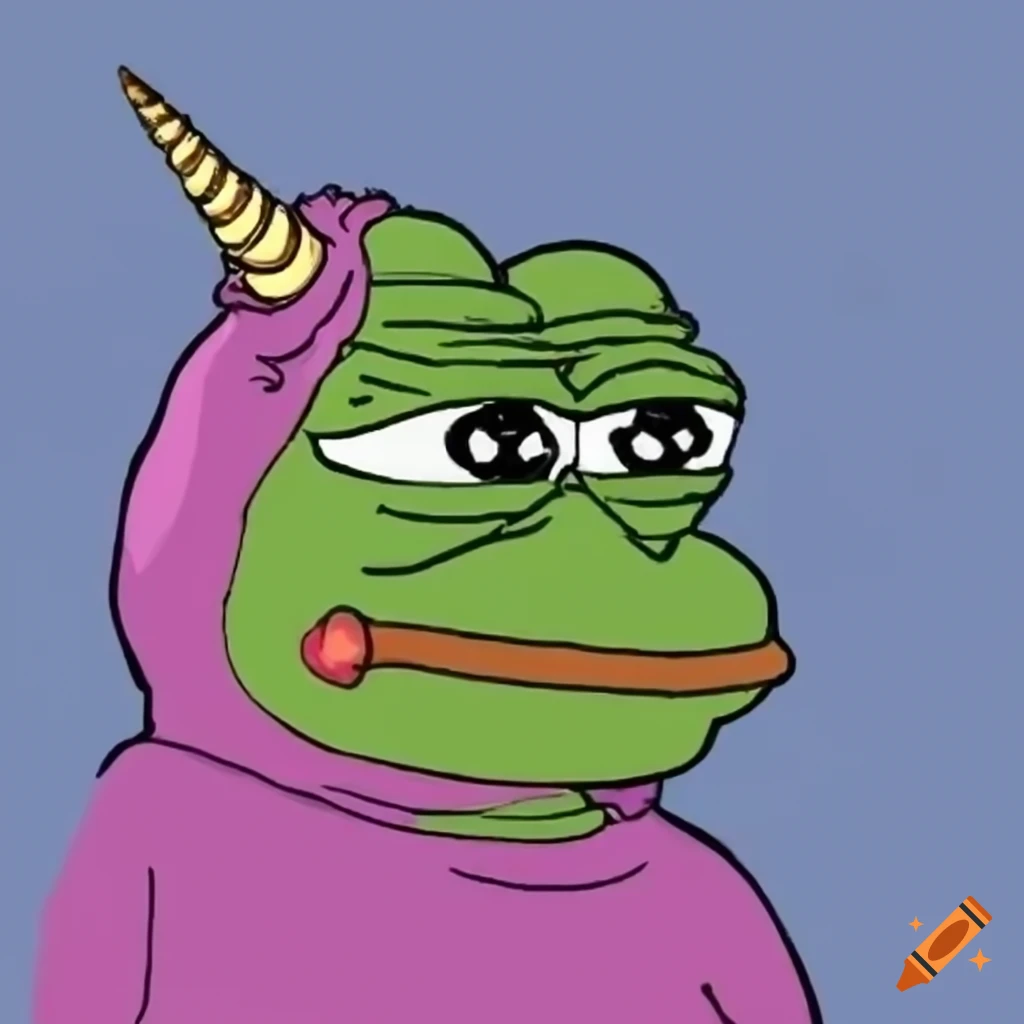 Humorous unicorn pepe face on Craiyon