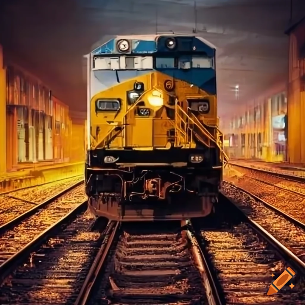 CSX train driving through the center of a mall on Craiyon