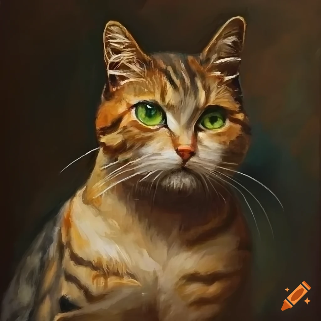 Cat hunting in an oil painting on Craiyon