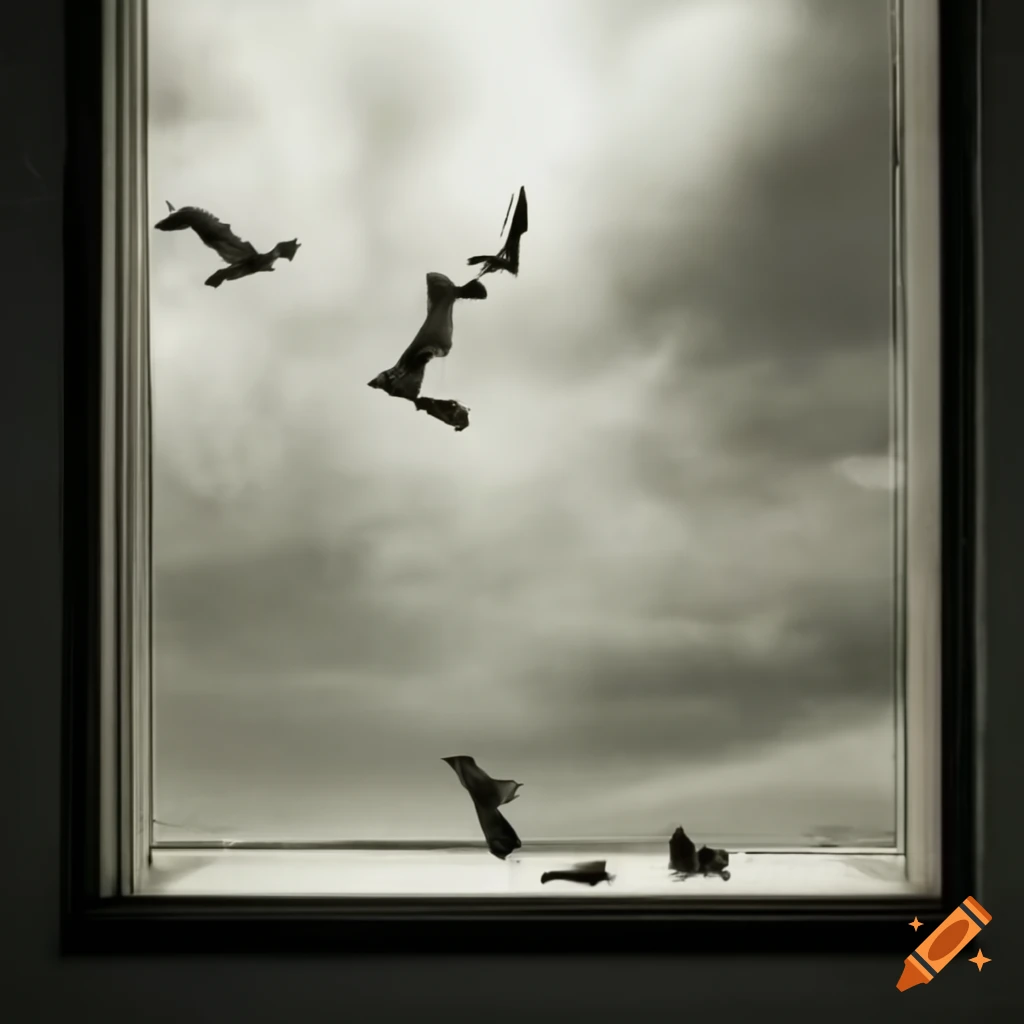 Money flying out from an open window on Craiyon