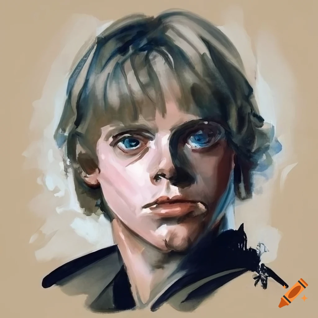 Portrait drawing of luke skywalker in john singer sargent style on Craiyon