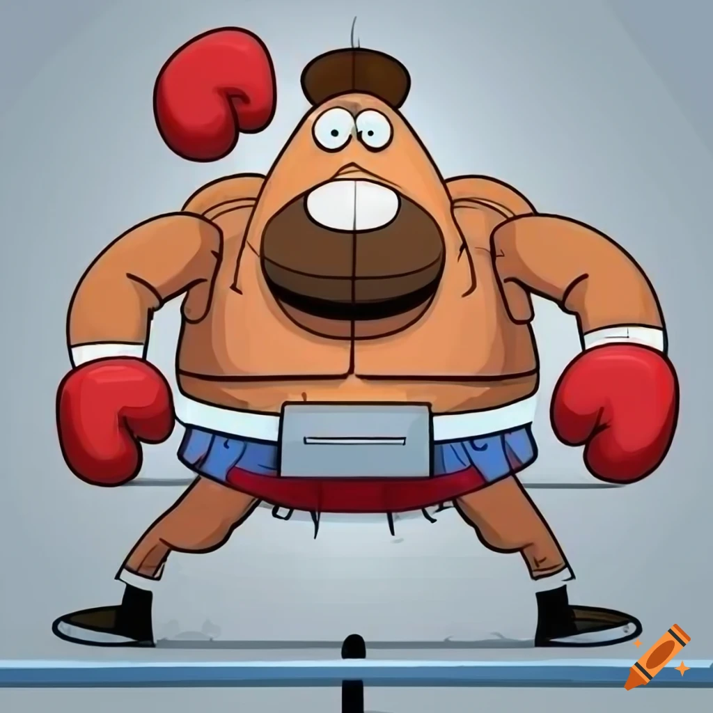 Colorful cartoon illustration of a boxer returning in the ring on Craiyon