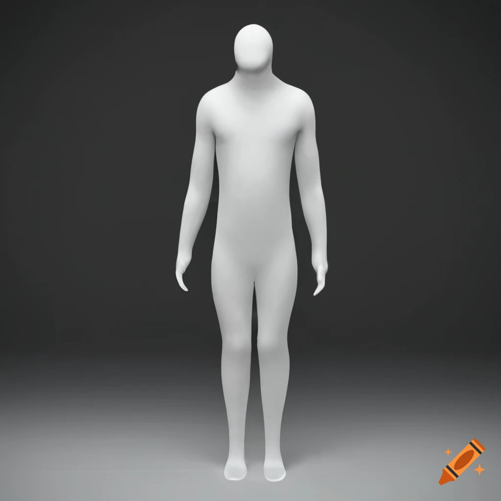 Full body 3d faceless simple model on gray background on Craiyon