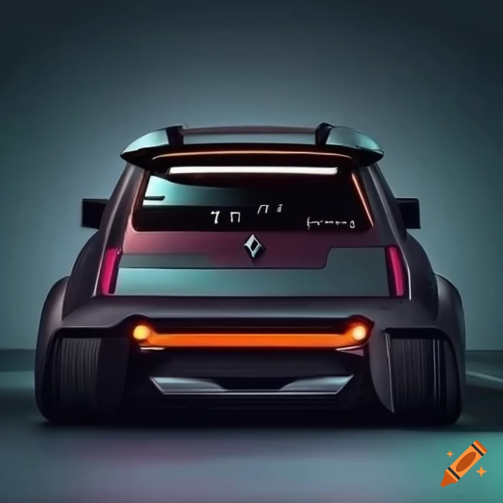 Vibrant retro-futuristic renault 5 car with widebody modifications on ...
