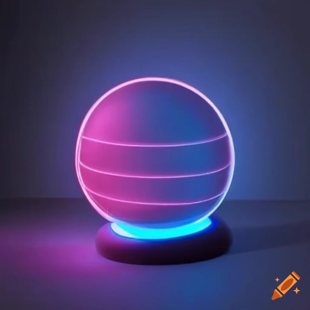 Rolling ball with neon lights on Craiyon