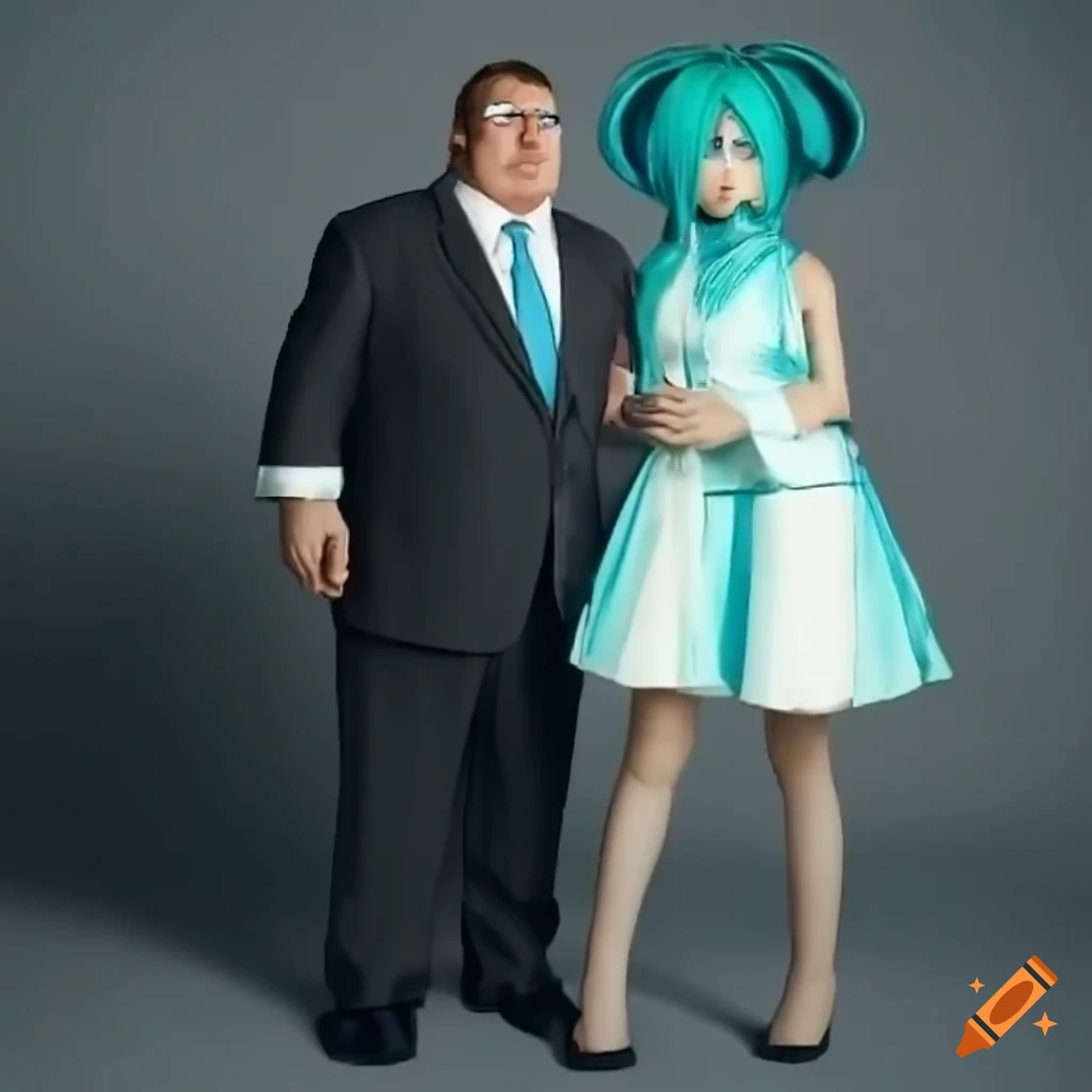 Artistic depiction of Peter Griffin with Miku on Craiyon