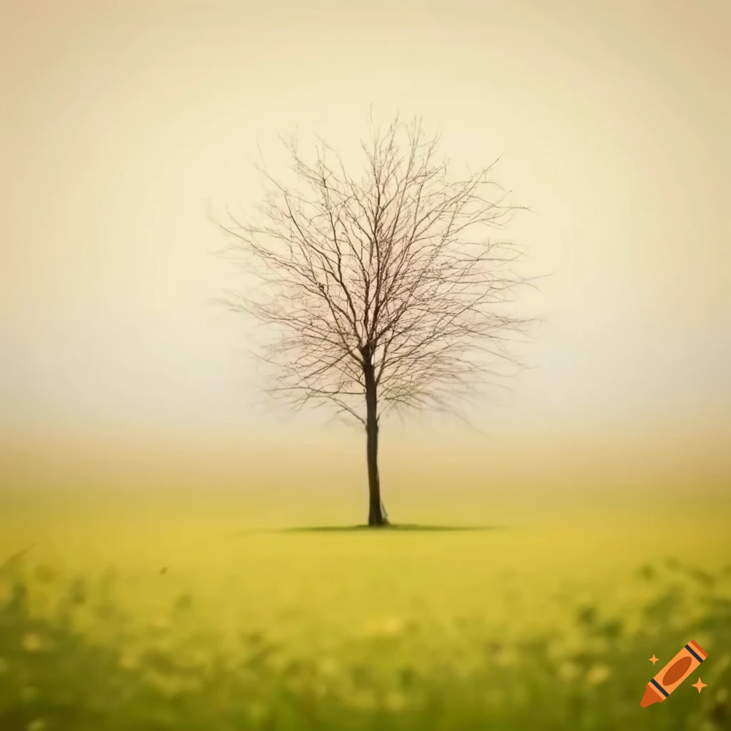 Graceful young tree with delicate branches in a meadow on Craiyon
