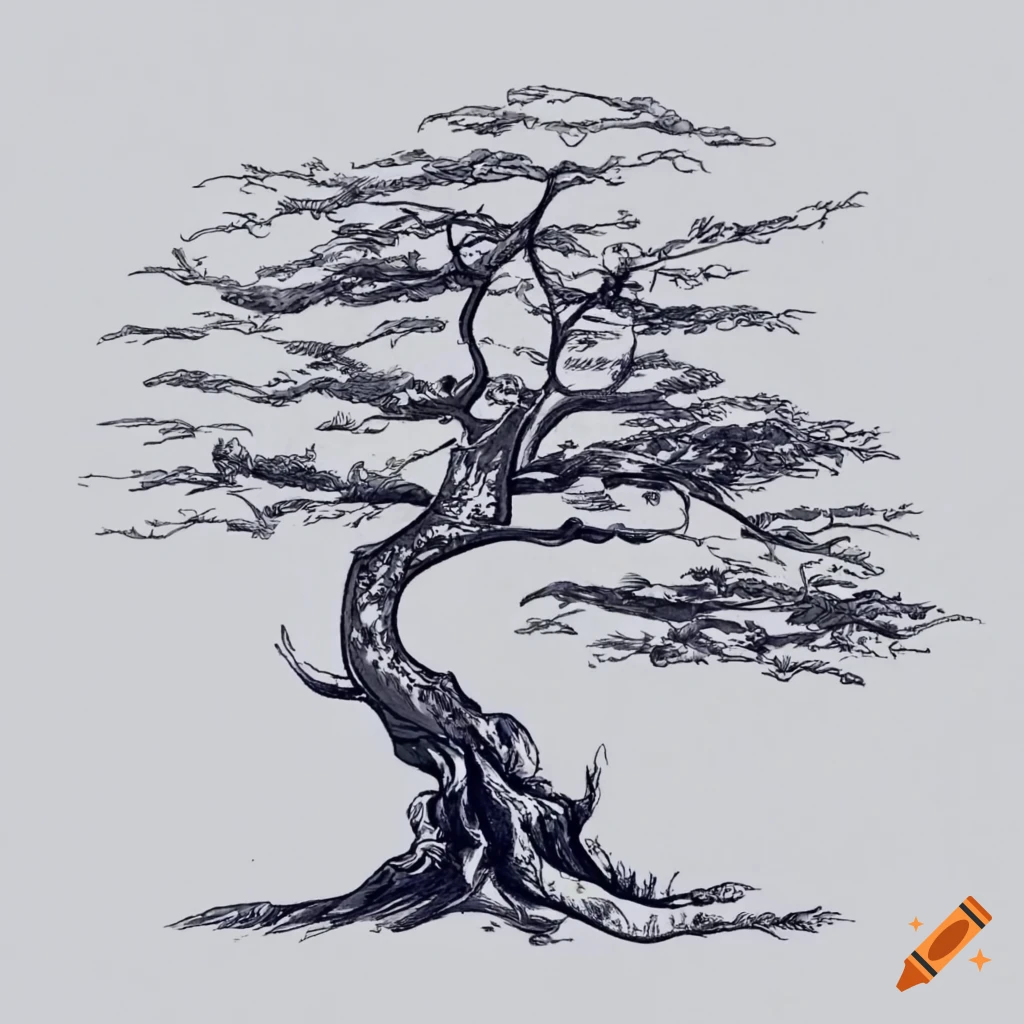 Ancient japanese-style tree on Craiyon