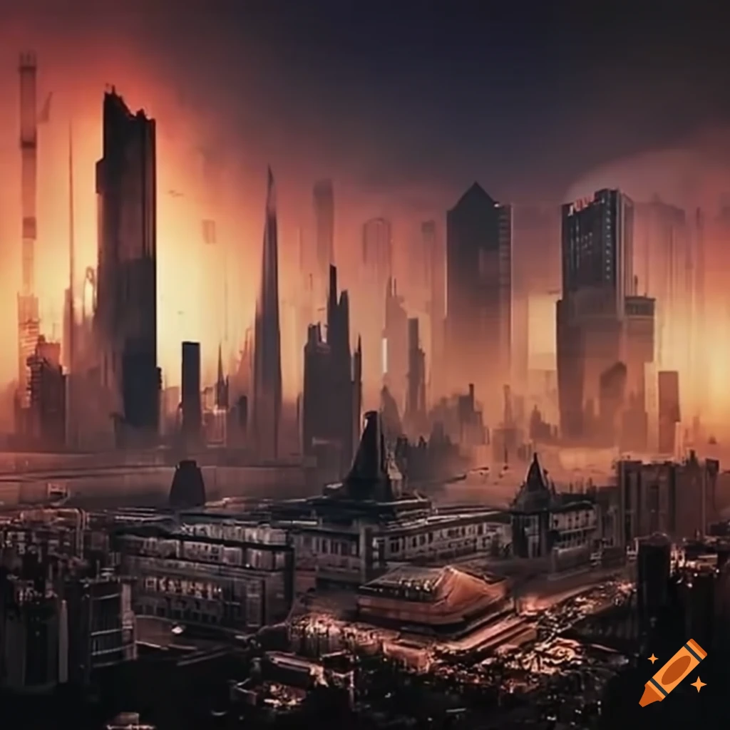 Dystopian industrial city in the future on Craiyon