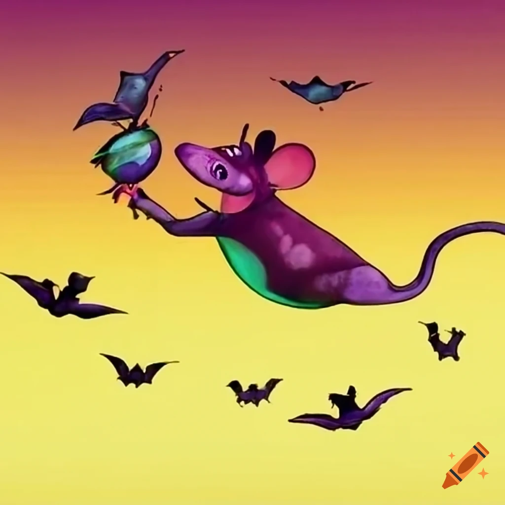 Artsy rat teaching art to flying bats on Craiyon