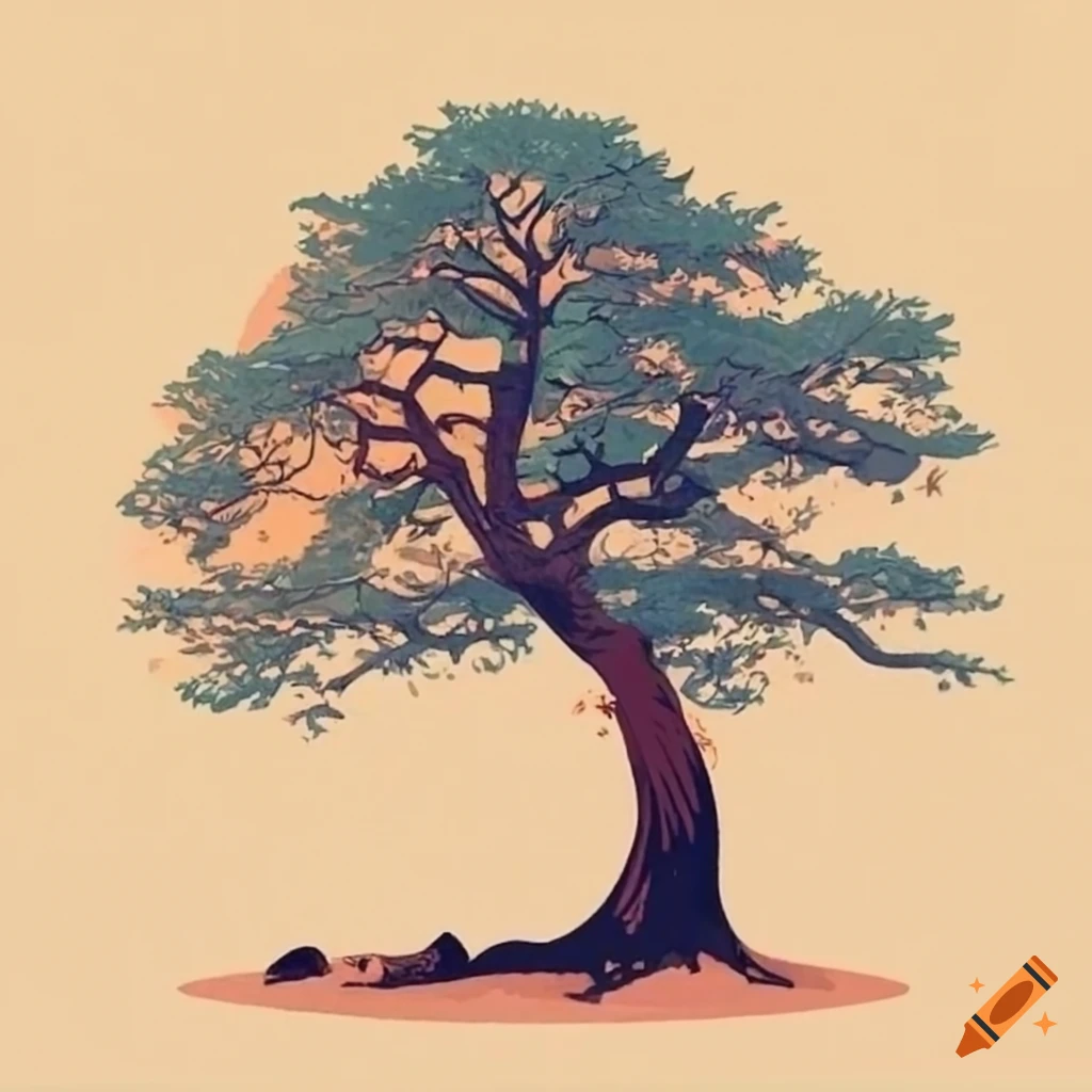 Ancient japanese-style tree on Craiyon