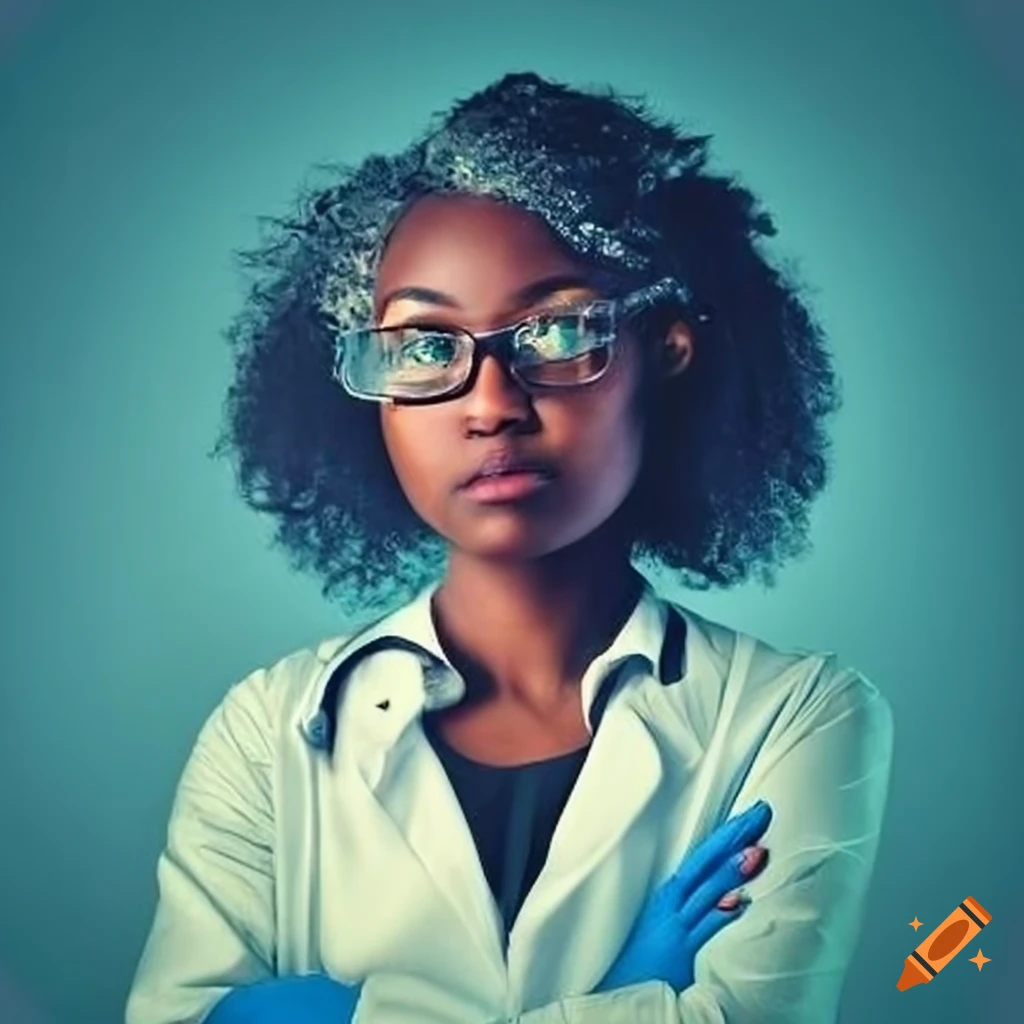 Black biomedical scientist in PPE working in a laboratory on Craiyon