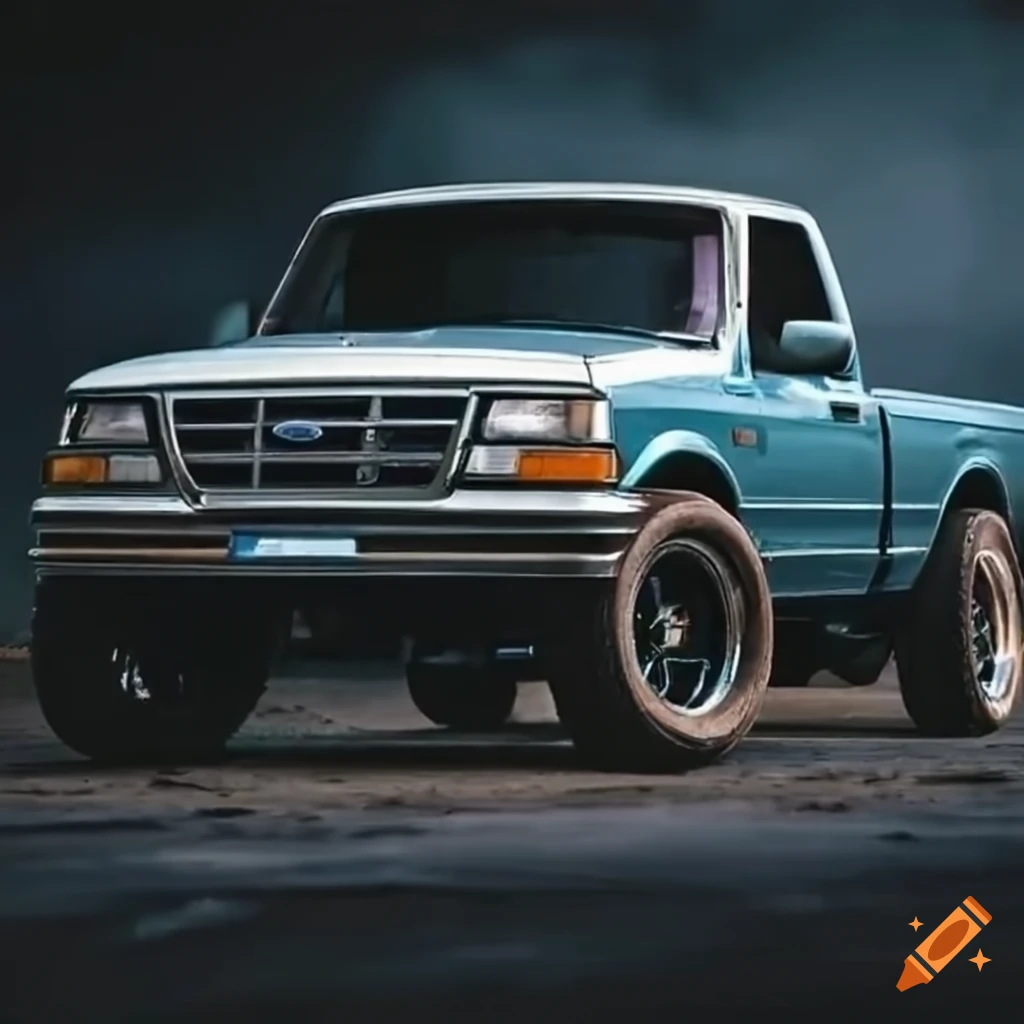 1994 ford ranger pickup drifting off-road with lowered suspension on ...